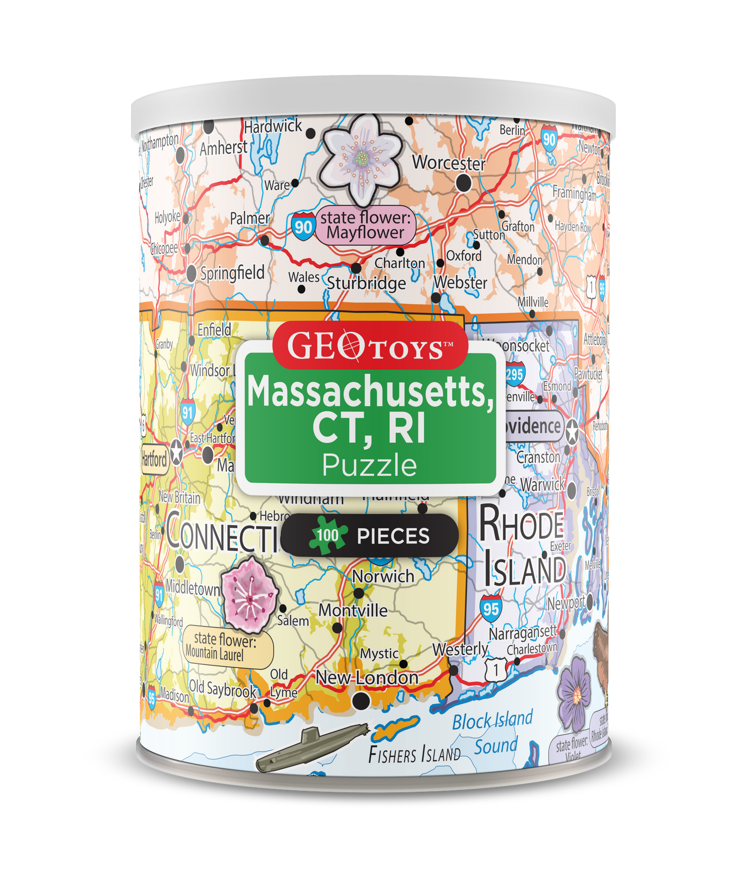 100-Piece Mini Puzzle - Massachusetts, Connecticut, and Rhode Island ...