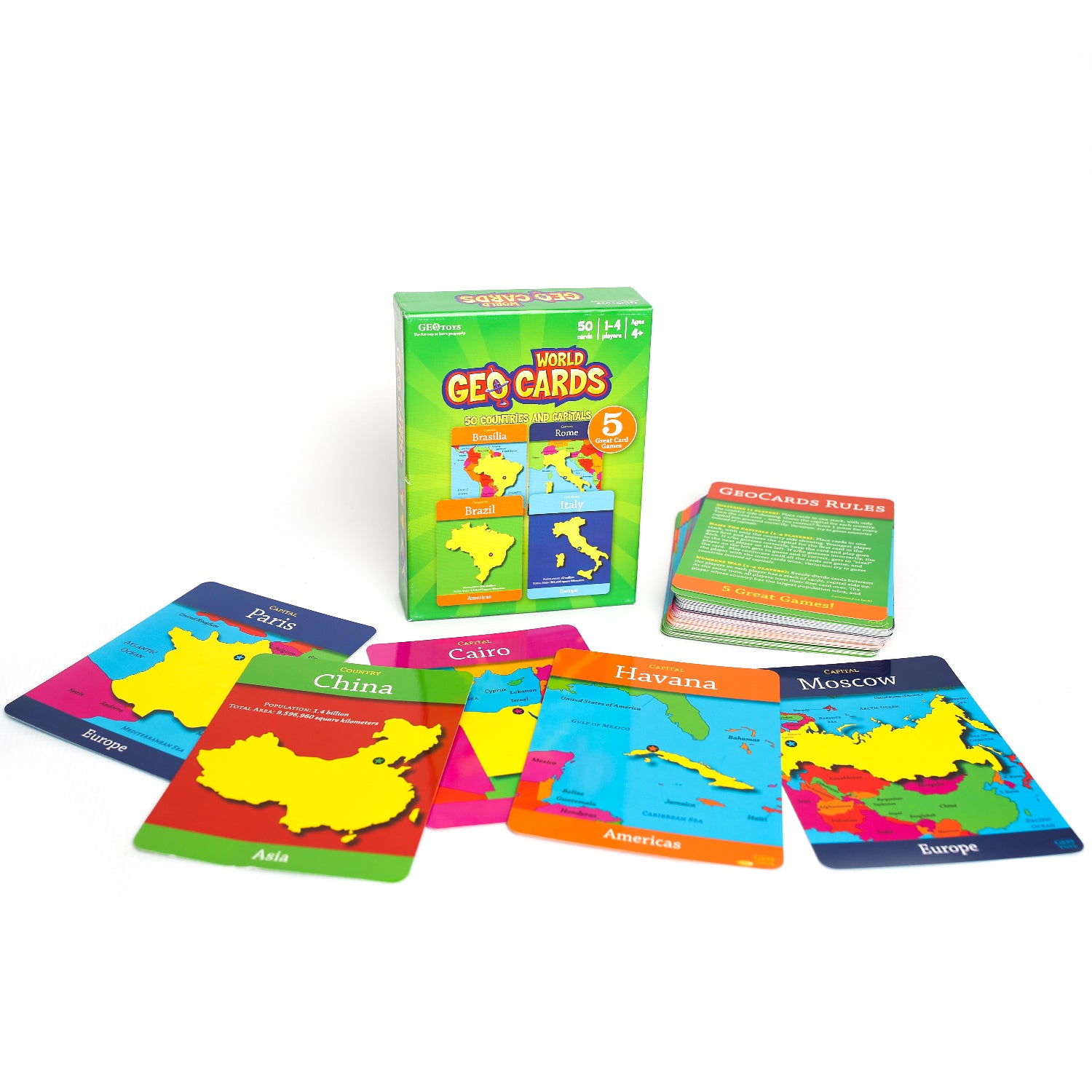 GeoCards World 5-in-1 Card Games – Geotoys
